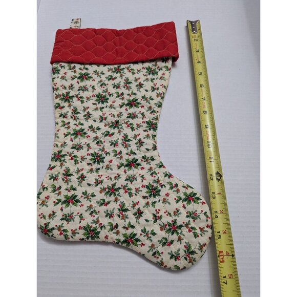 Handmade | Holiday | Charles Craft Quilted Cross Stitch Stocking Christmas Holly And Pine Cones ...